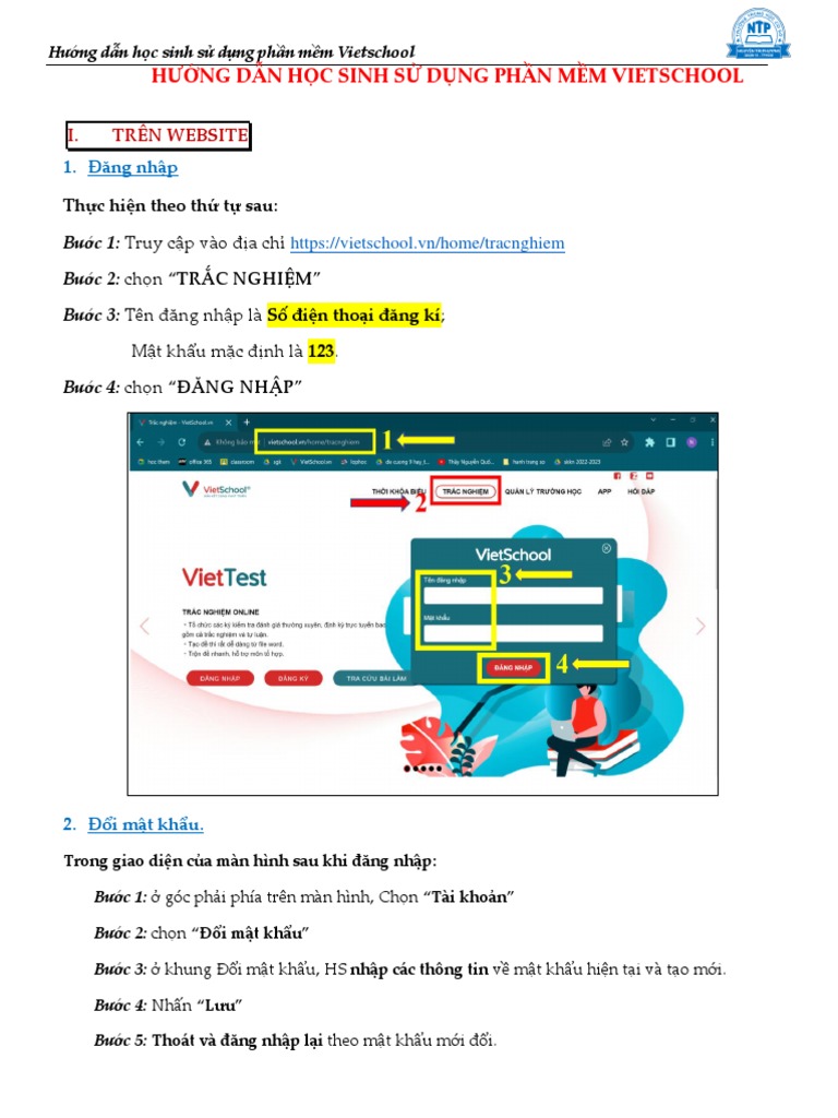 HDSD Vietschool - Hoc Sinh | PDF