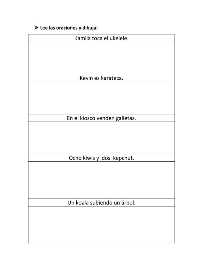 Lee Las Oraciones y Dibuja Letra K | PDF Lee Las Oraciones y Dibuja Letra K | PDF