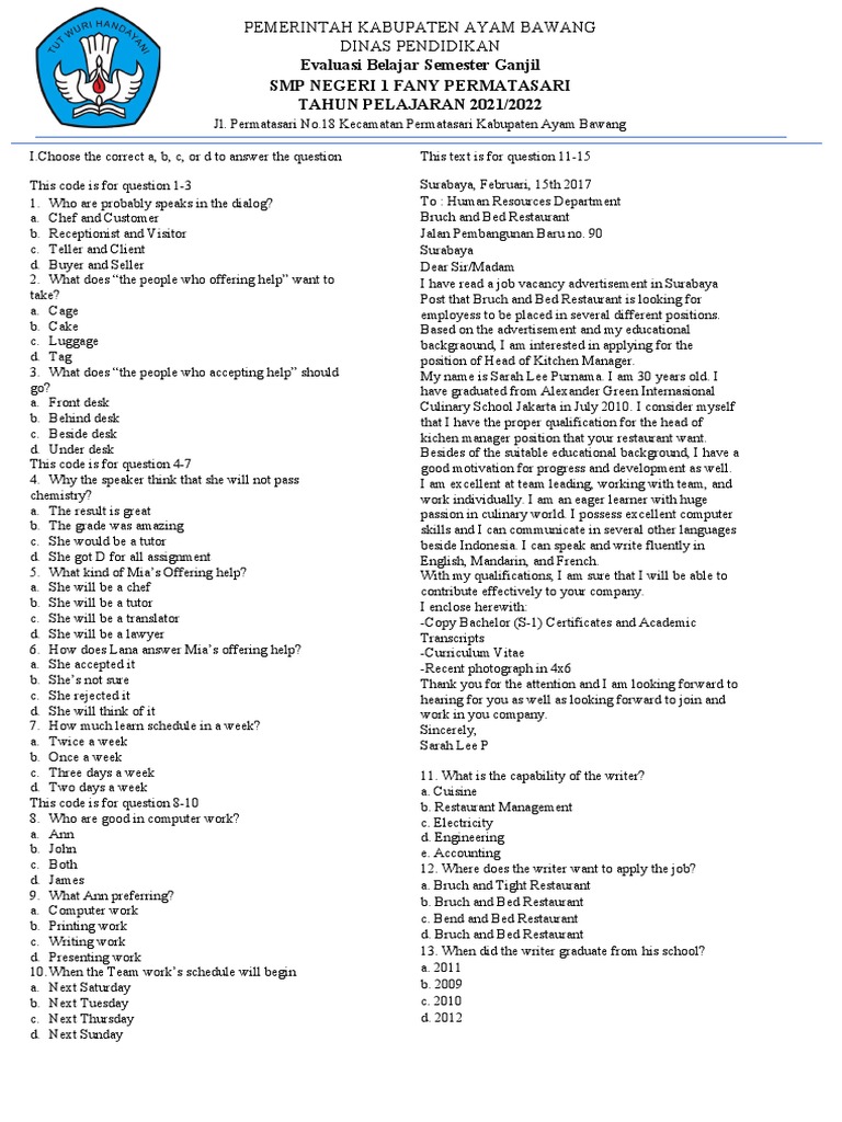 Kartu Soal 1-10 | PDF