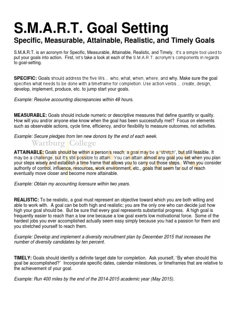 S.M.A.R.T. Goal Setting | PDF | Goal Setting | Goal