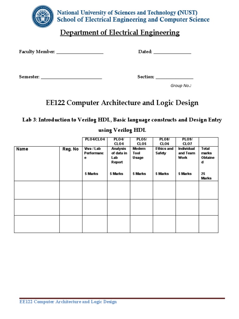 Lab 3 Introduction To Verilog Pdf Hardware Description Language Logic Gate