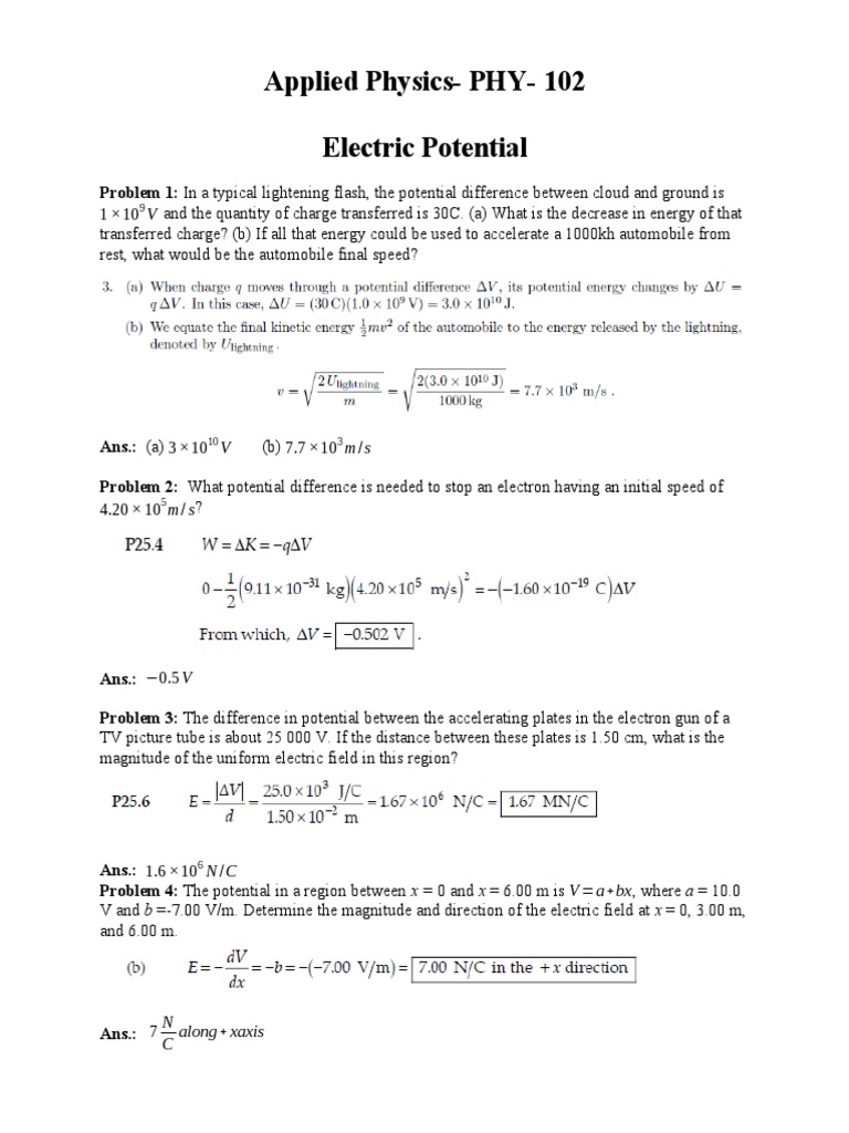 Solution of Homework Electric Potential | PDF | Sphere | Electric Field