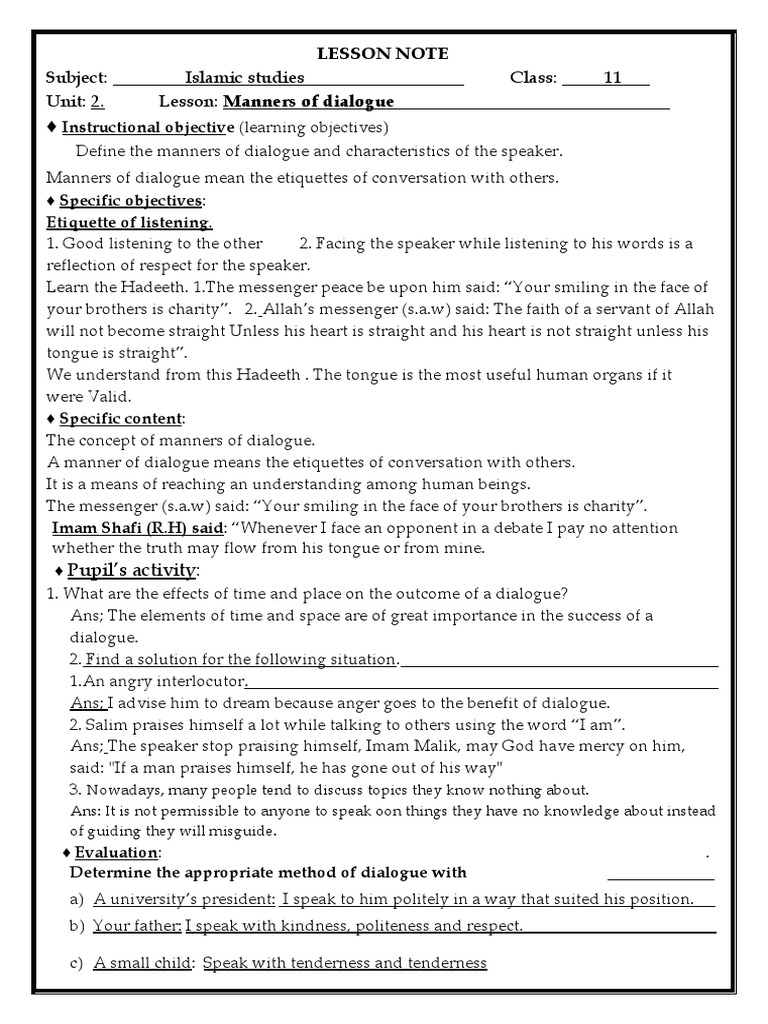 Gr-11. Manners of Dialogue | PDF | Etiquette | Dialogue