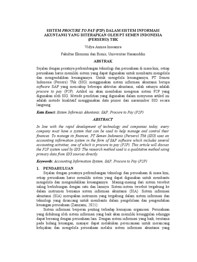 P2P SAP di PT Semen Indonesia | PDF