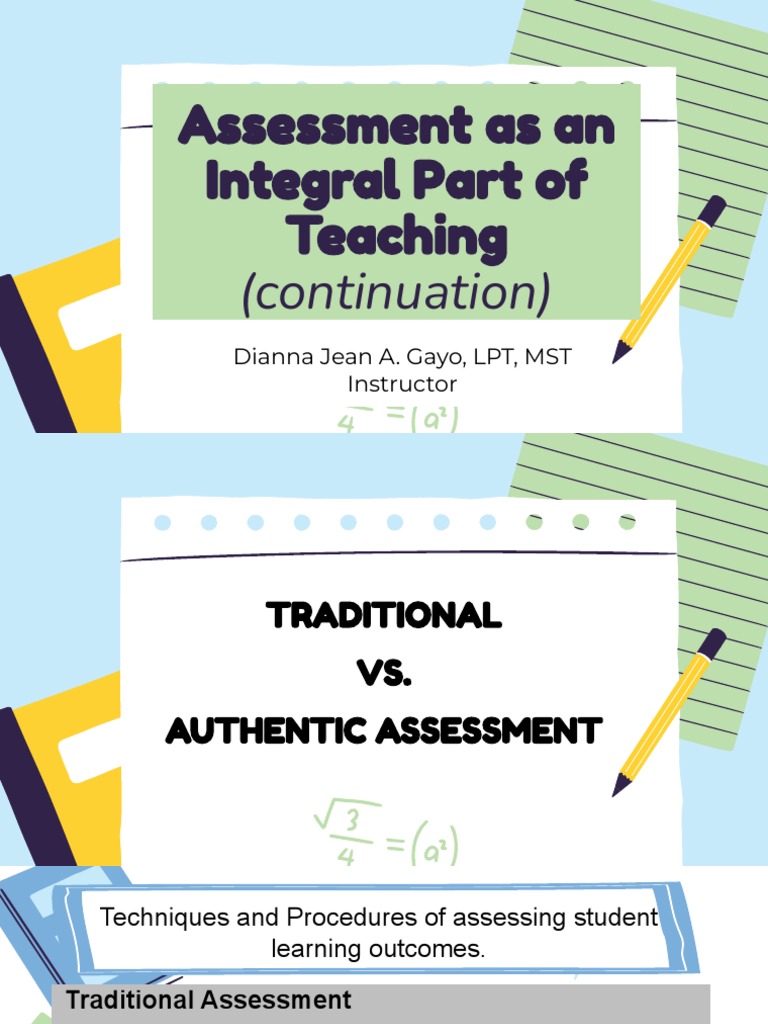 Comparing Traditional and Authentic Assessment Techniques | PDF ...