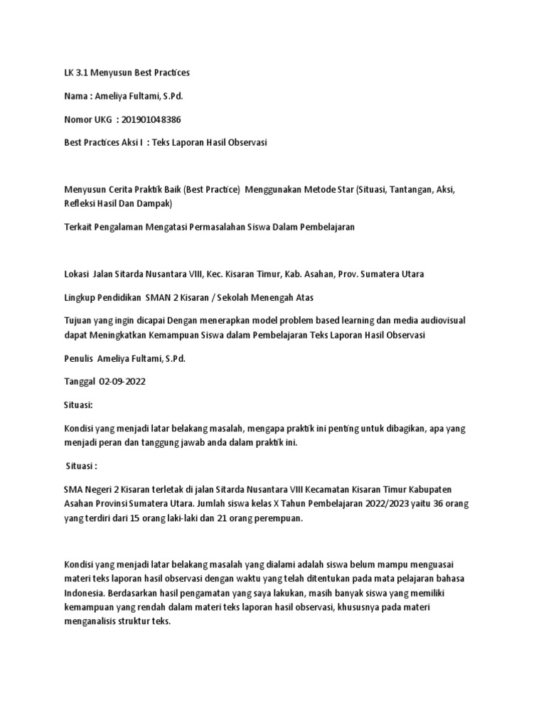 LK3 1BestPractice | PDF | Karier & Perkembangan