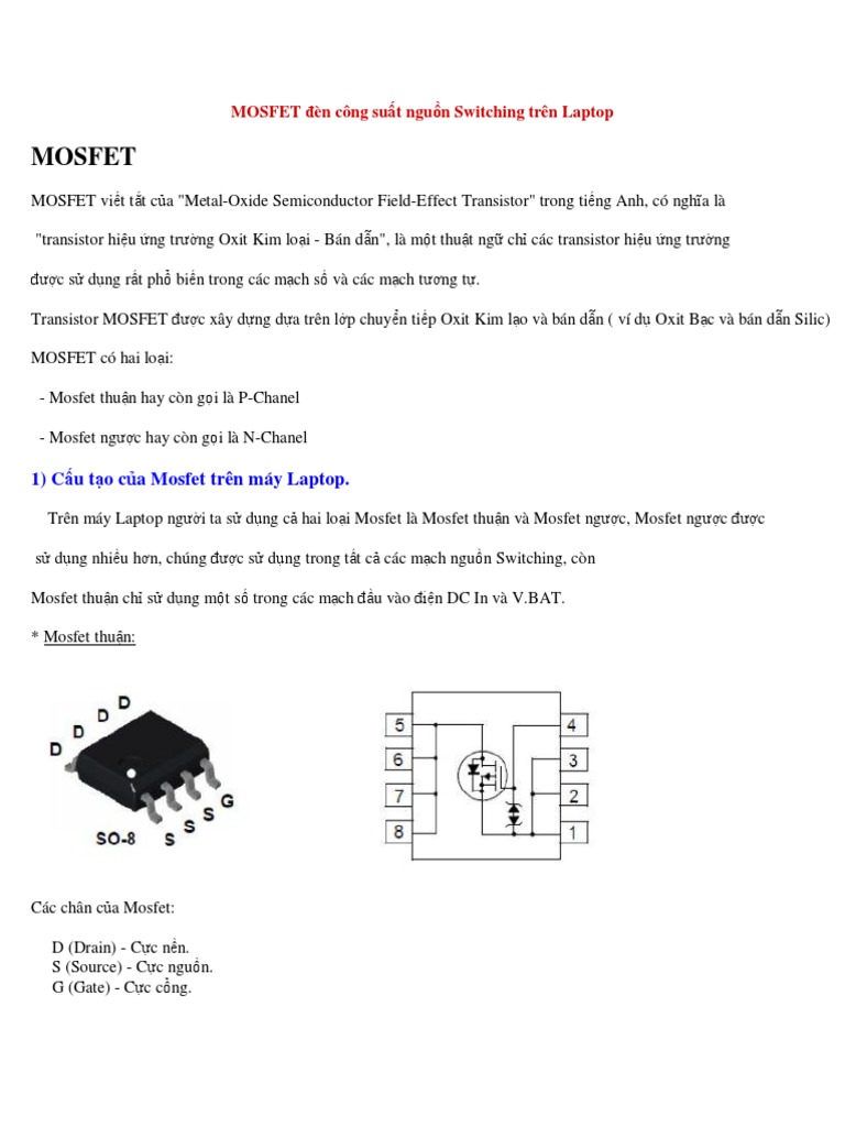 MOSFET Den Cong Suat Nguon Tren Laptop | PDF