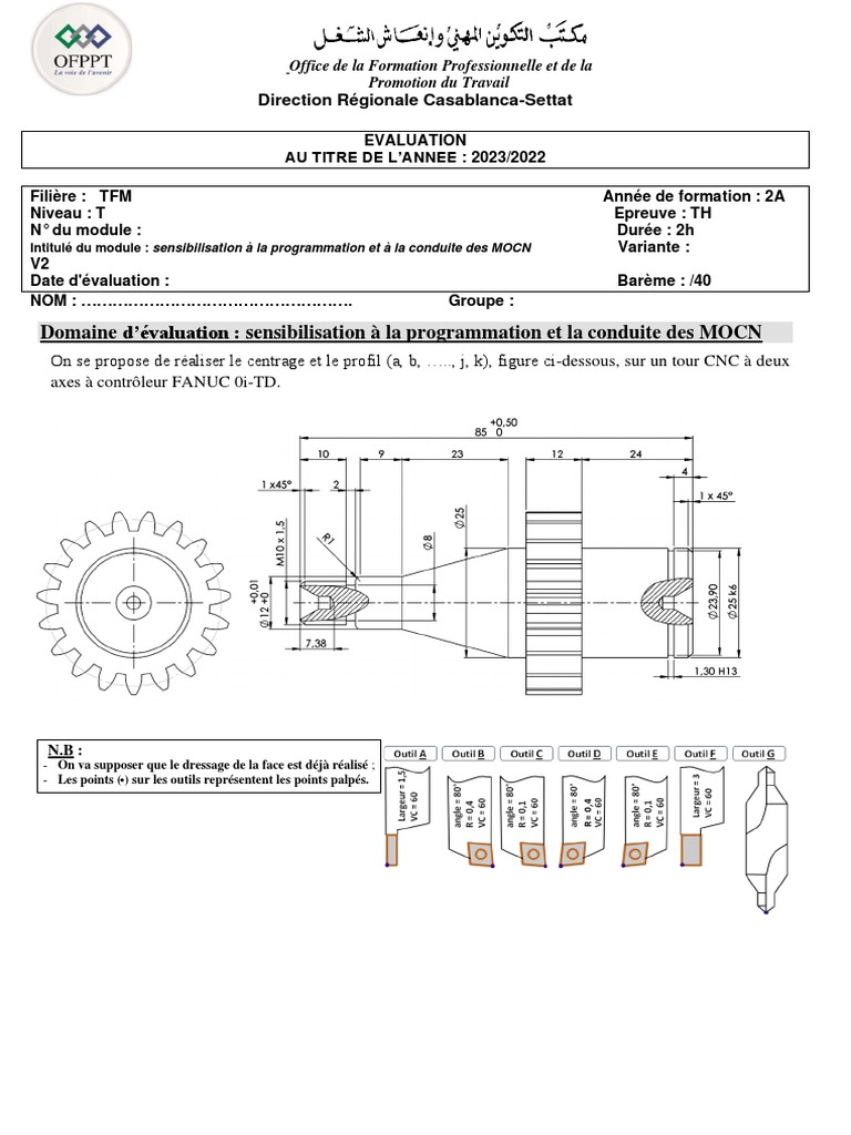 Évaluation Usinage CNC 2023/2022 | PDF | Machine-outil à commande numérique | Métallurgie