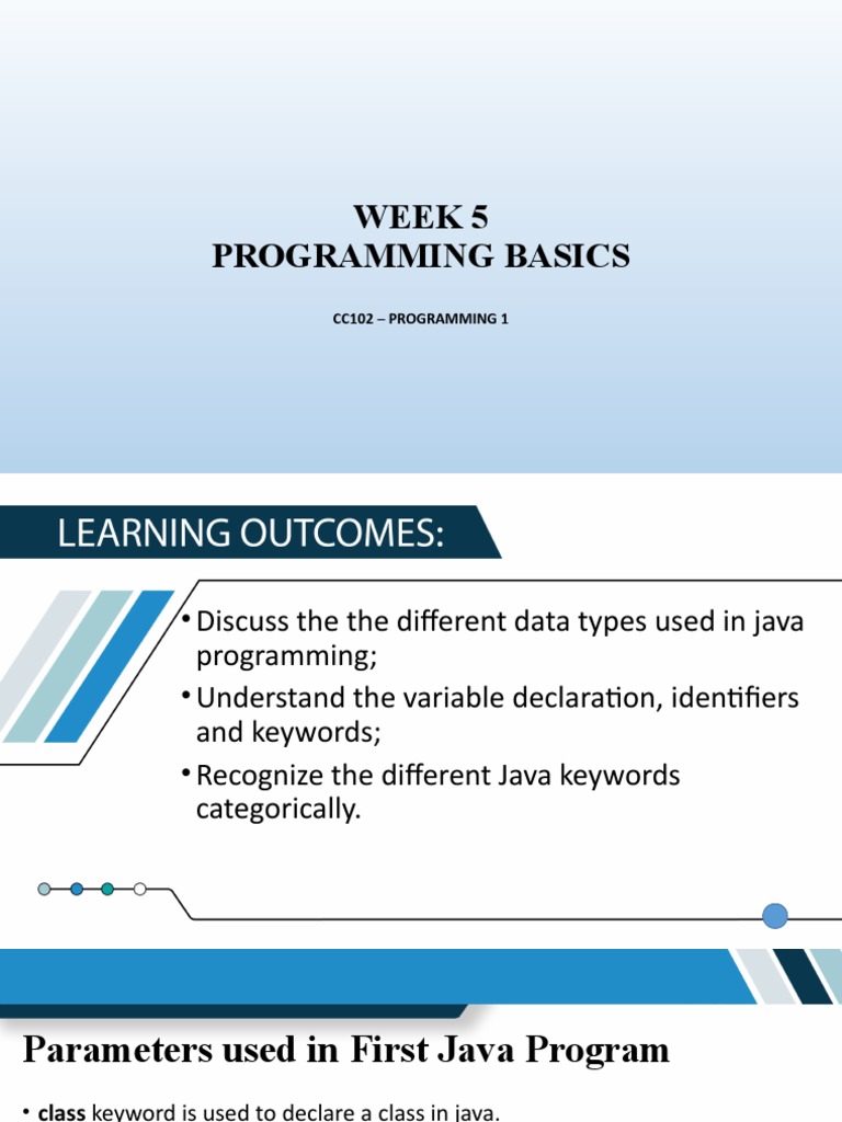 CC102 Week-5 Lesson-Programming Basics | PDF | Variable (Computer Science) | Data Type
