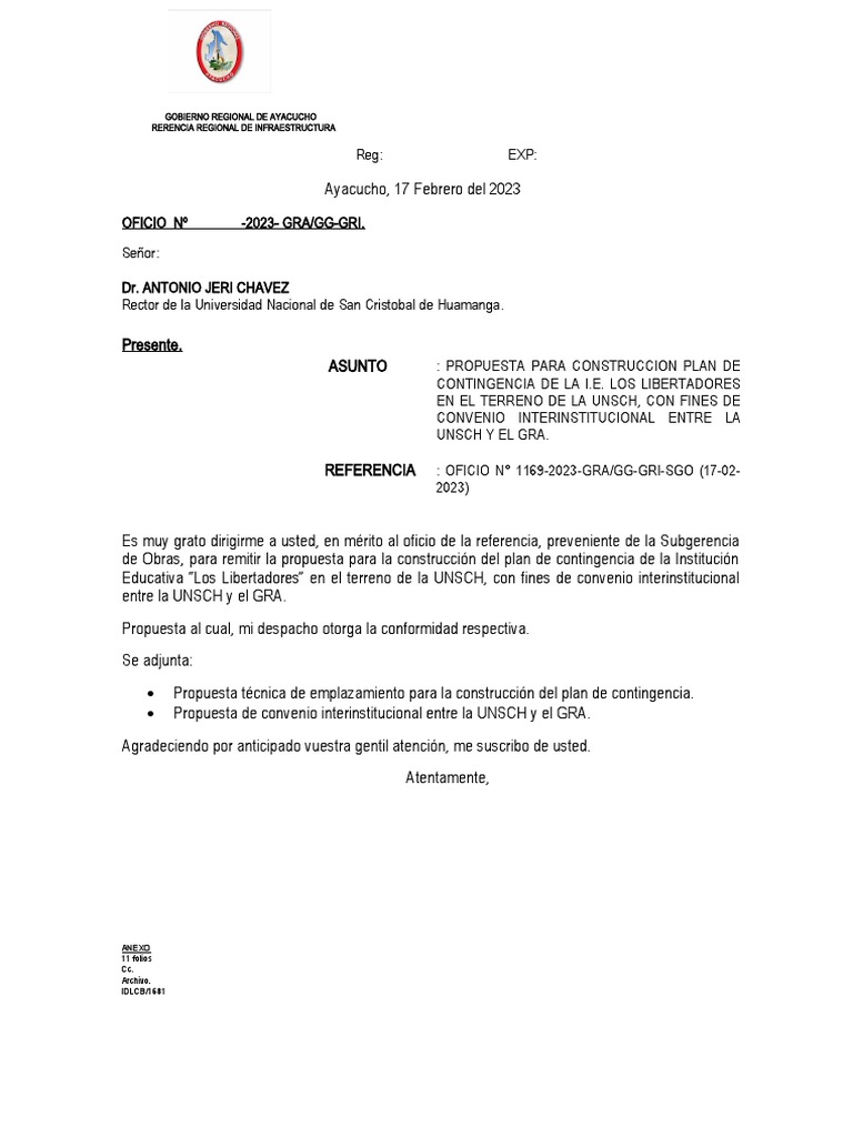 Oficio A Unsch | PDF