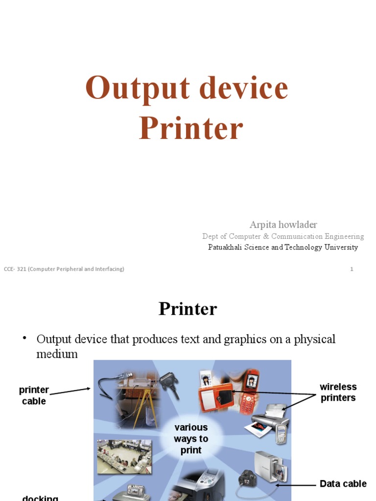 L-3, Output Devices by Arpita Mam | PDF | Printer (Computing) | Printing