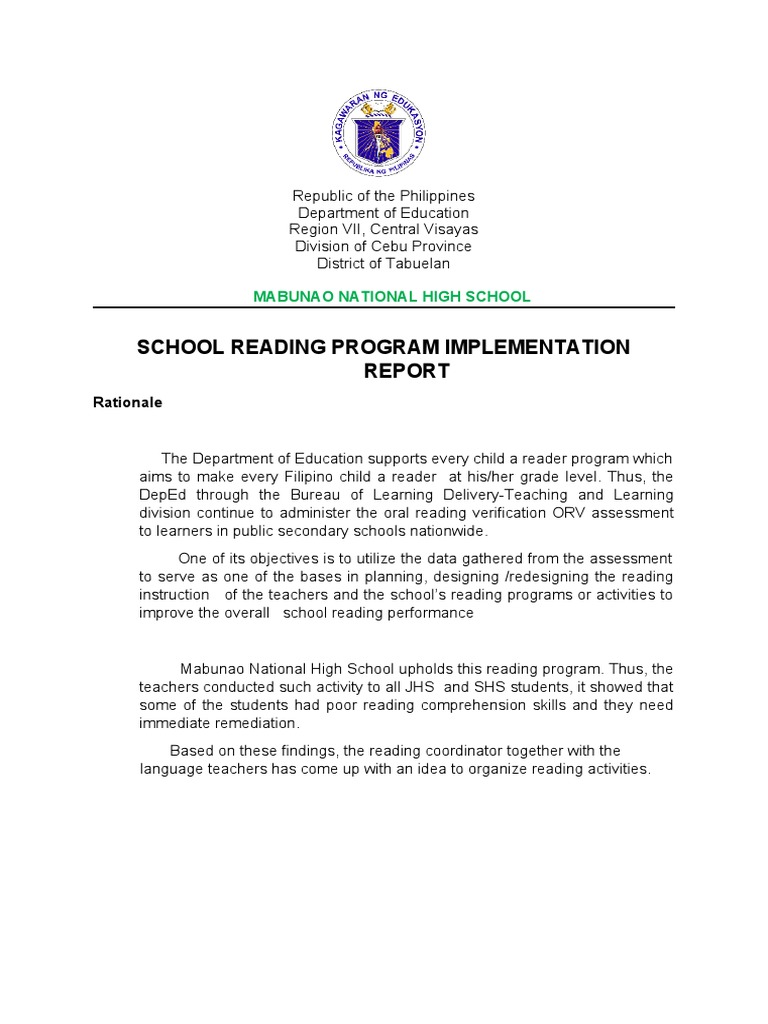 School Reading Program | PDF | Pedagogy | Human Communication