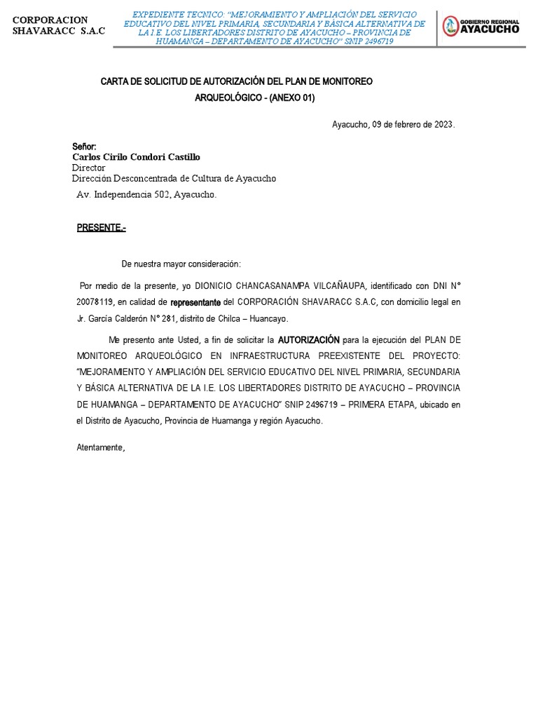 Cartas de Compromiso de No Afectacion Al Patrimonio | PDF | Justicia ...