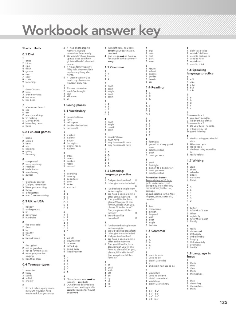 13 Focus 4 Part 1 Workbook Answer Key | PDF | Manufactured Goods