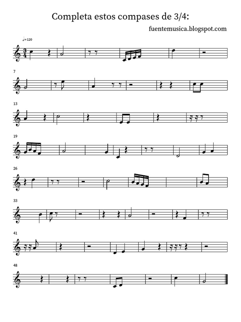 Completa Estos Compases de 3 - 4 | PDF