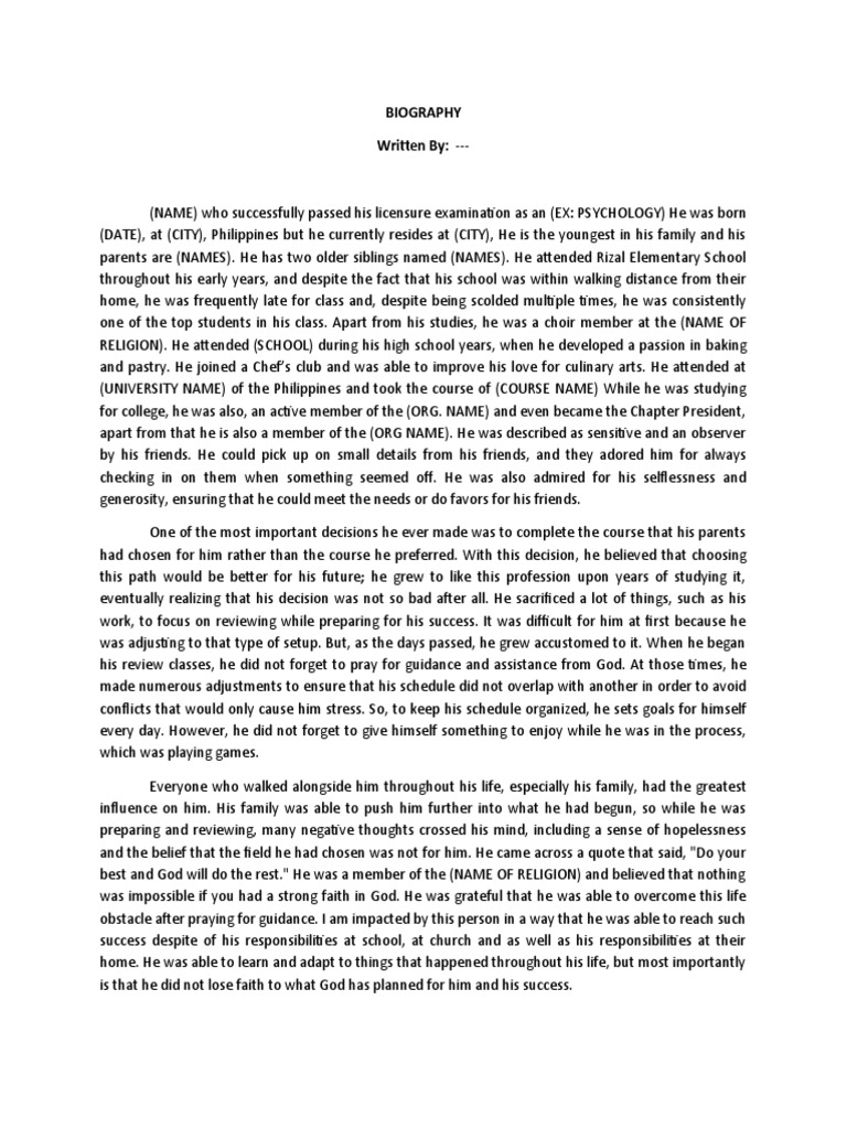 Biography Template | PDF | Psychology | Psychological Concepts