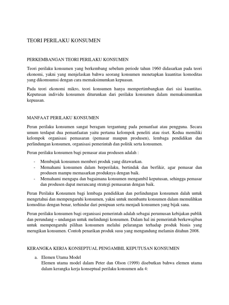 Teori Perilaku Konsumen&Mengelola Keluhan Pelanggan | PDF