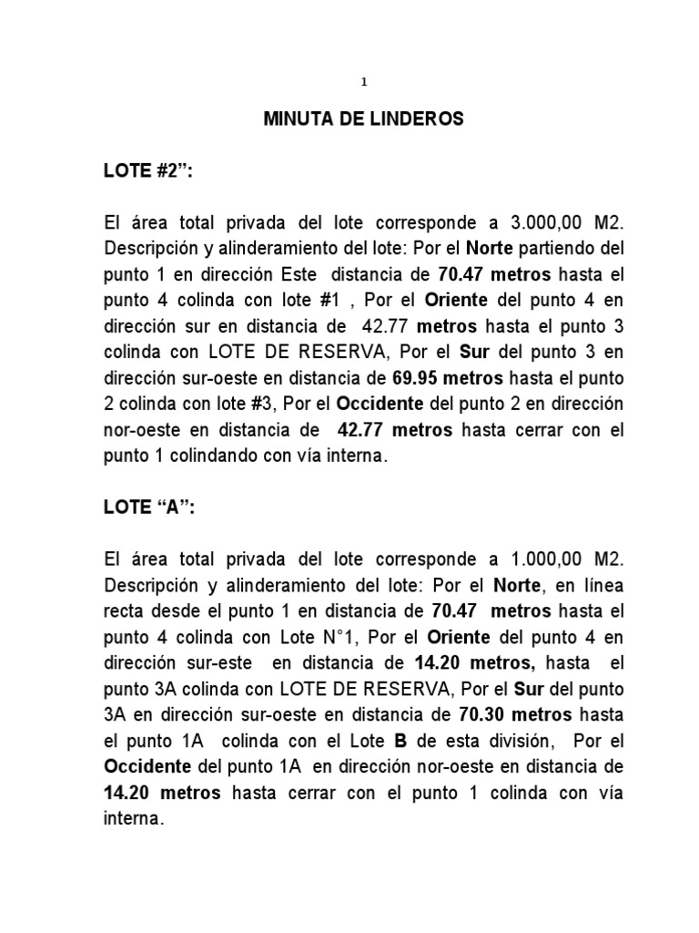 Minuta de Linderos | PDF