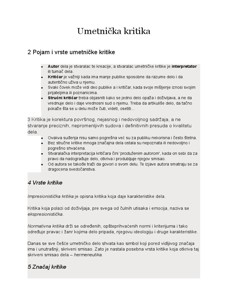 Umetnička Kritika | PDF