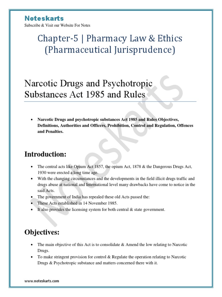 Chapter-5 - Pharmacy Law & Ethics (Pharmaceutical Jurisprudence) | PDF ...
