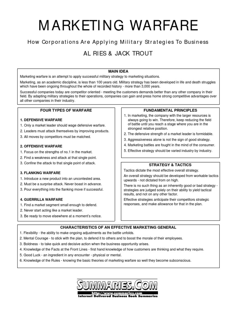 Marketing Warfare Summary | PDF | Marketing | Military Strategy