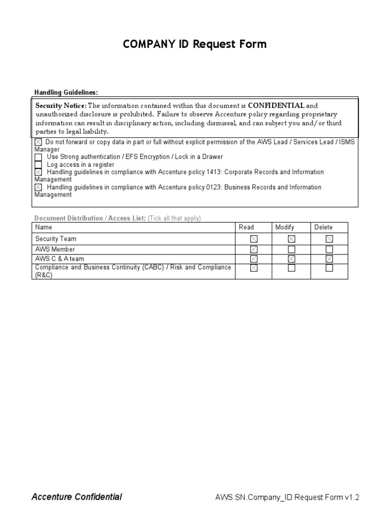 Accenture Company ID Request Form | PDF