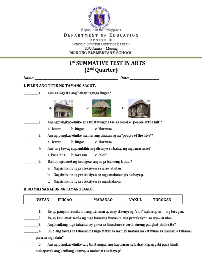 Arts - 1ST Summative | PDF