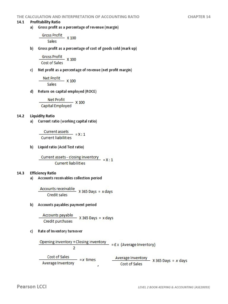 Chap14 The Calculation & Interpretation of Accounting Ratios | PDF | Revenue | Depreciation