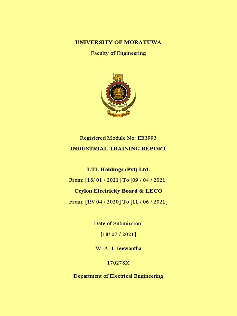 Final Training Report 170278X (Electrical Engineering) | PDF ...