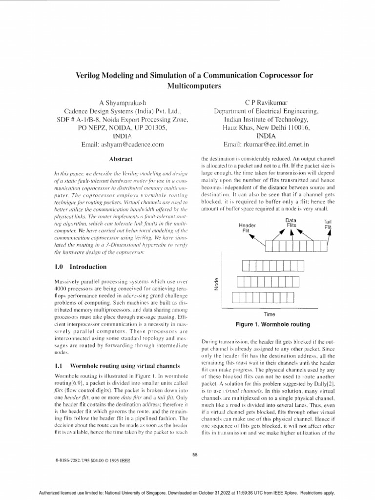 Verilog Modeling and Simulation of A Communication Coprocessor For Multicomputers | PDF ...
