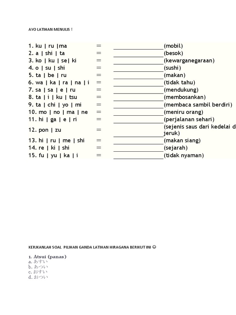 Ayo Latihan Menulis Hiragana | PDF