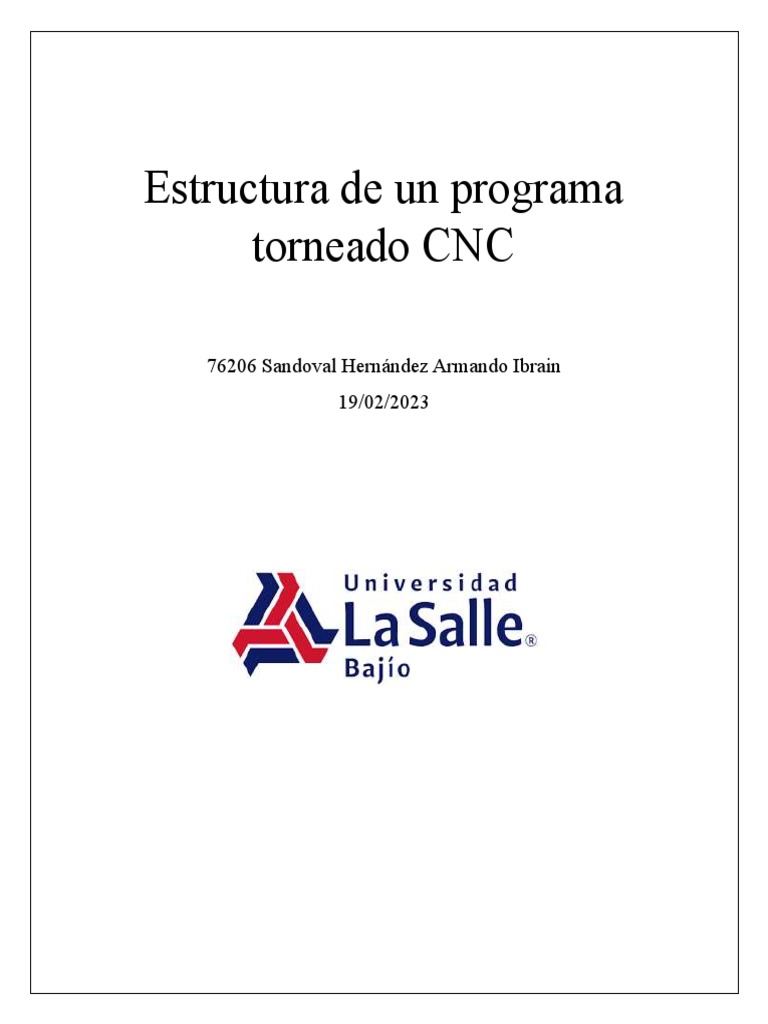 Estructura de Un Programa Torneado CNC | PDF | Control numerico | Programa de computadora