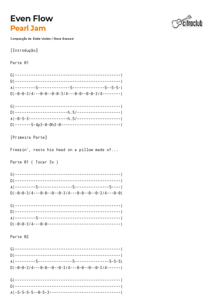 Cifra Club - Pearl Jam - Even Flow | PDF | Rock Songs | Song Recordings