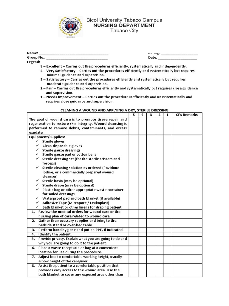 Wound Care Procedure Students | PDF | Wound | Clinical Medicine