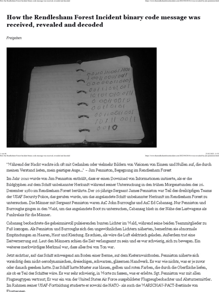 How The Rendlesham Forest Incident Binary Code Message Was Received ...
