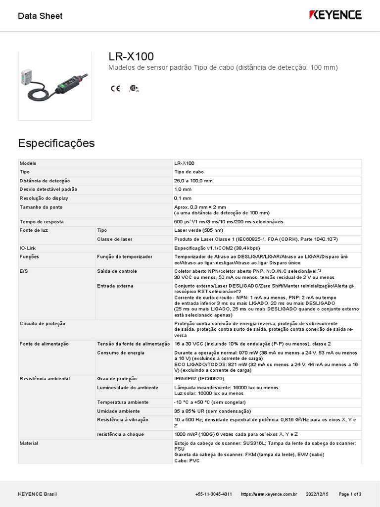 LR-X100 Datasheet | PDF | Fonte de energia | Metrologia