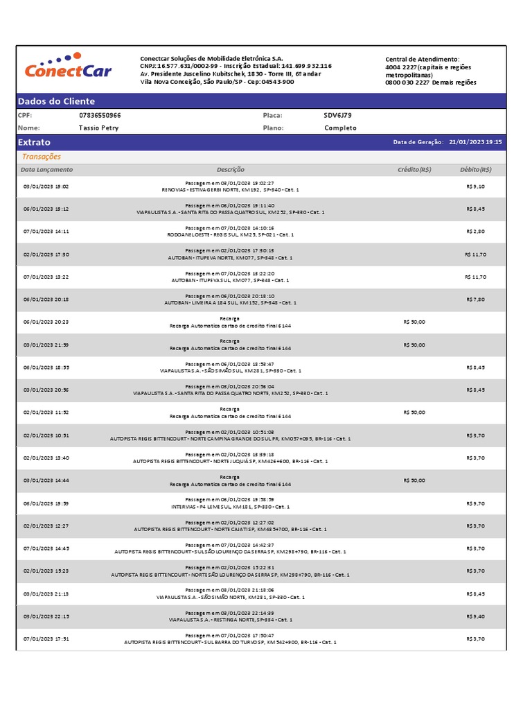 Extrato 1674339331133 | PDF | Pagamentos