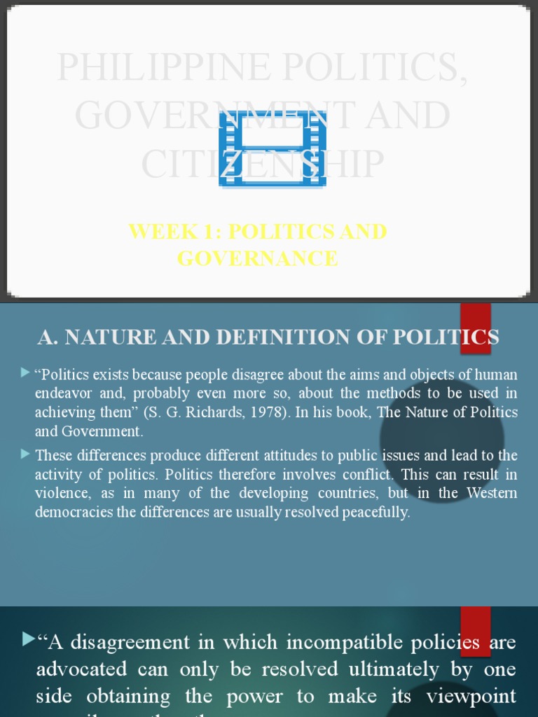 Philippine Politics - Government and Citizenship Week 1 - Politics and ...
