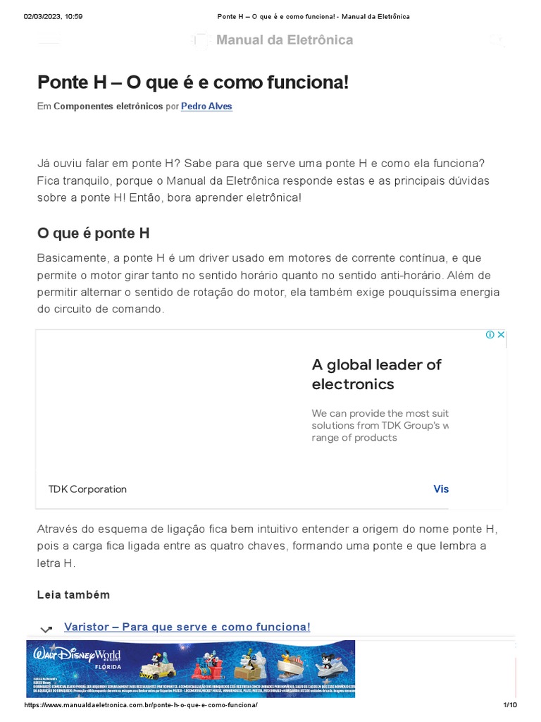 Ponte H - O Que É e Como Funciona! - Manual Da Eletrônica | PDF | Rede ...