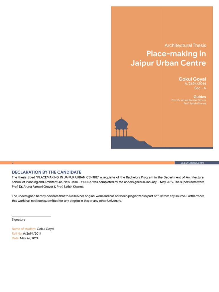 Architectural Thesis - Placemaking in Jaipur Urban Centre | PDF