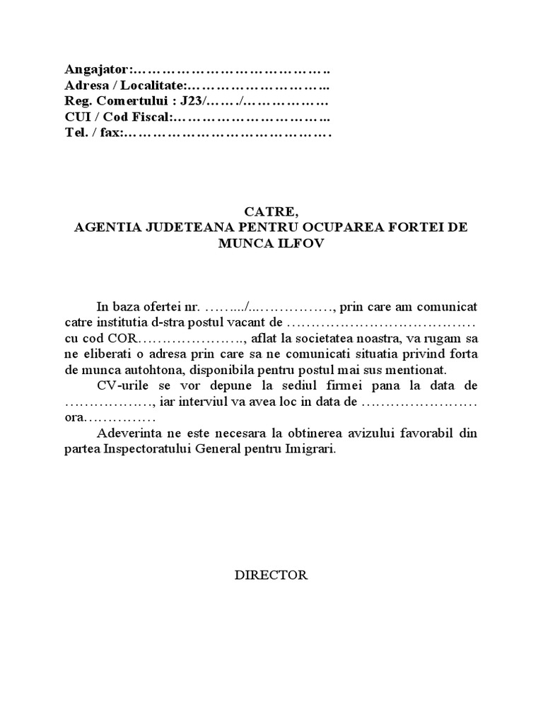 Cerere Eliberare Adeverinta IGI | PDF