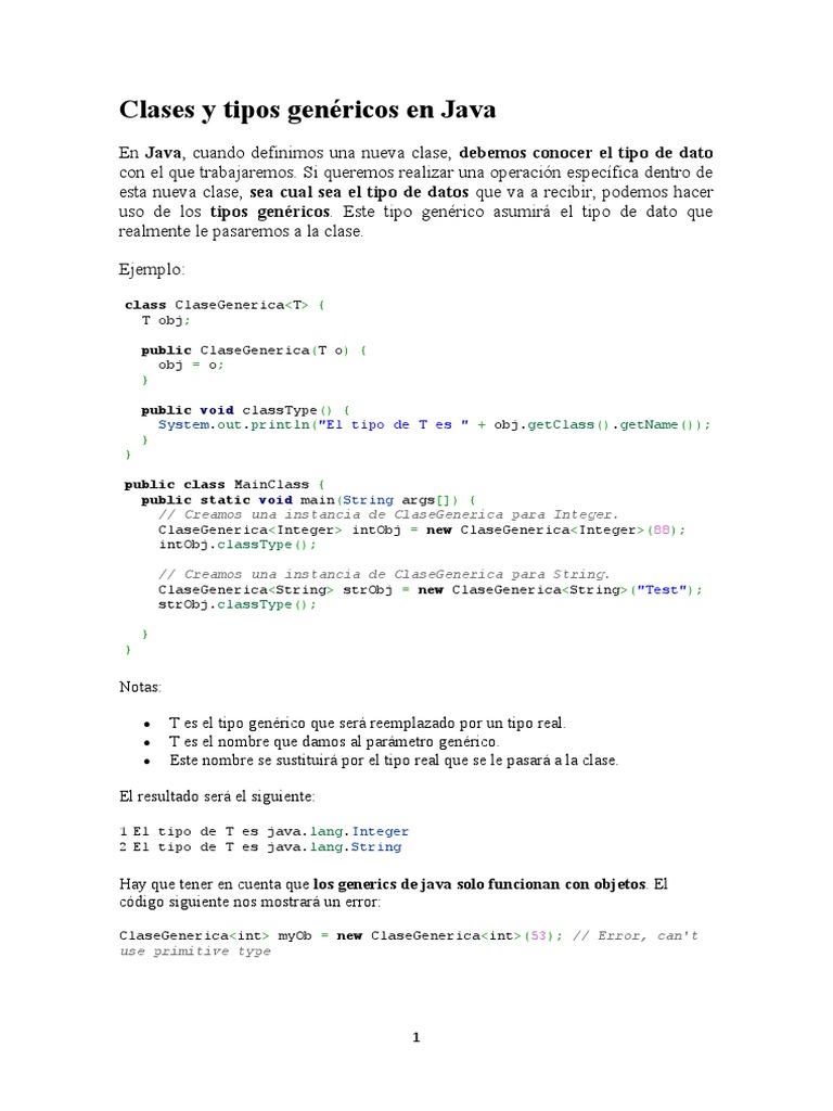 Genericos | PDF | Java (lenguaje de programación) | Programación de computadoras