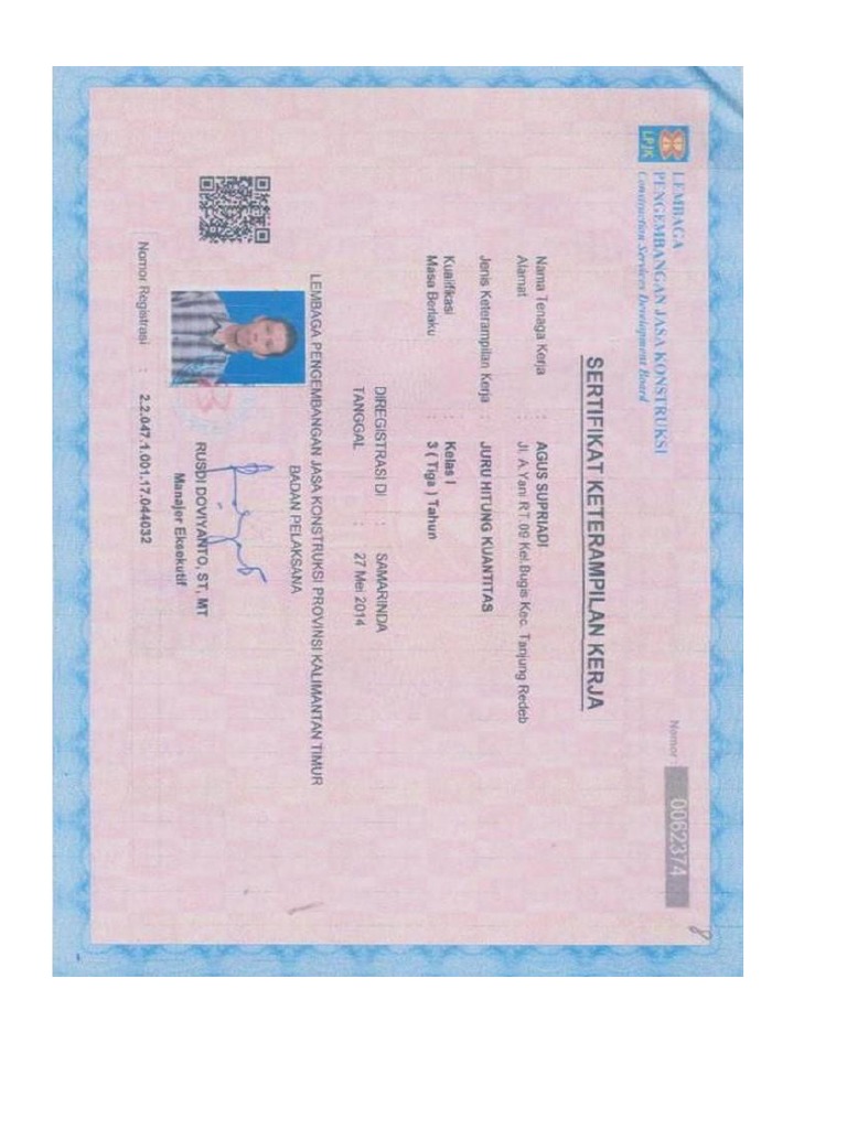 Agus Supriyadi - S1 Sipil - SKT Juru Hitung Kuantitas | PDF