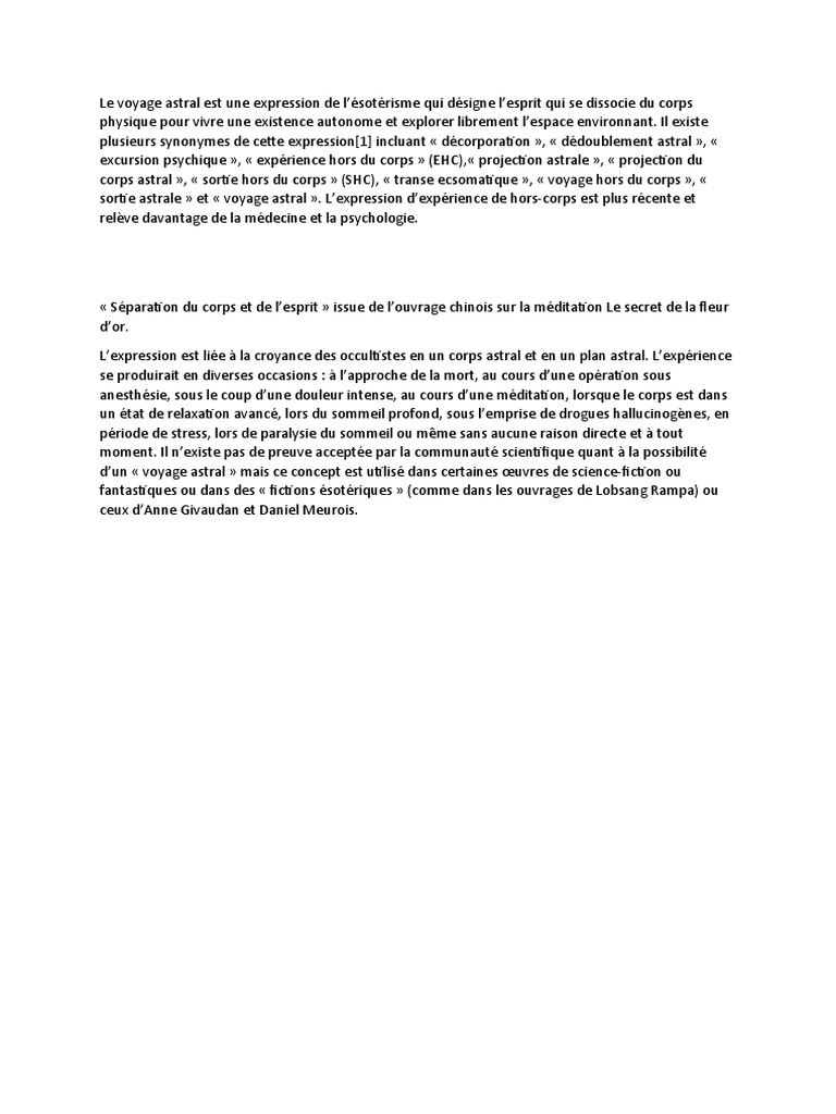 Voyage astral : définition et concepts | PDF | Philosophie