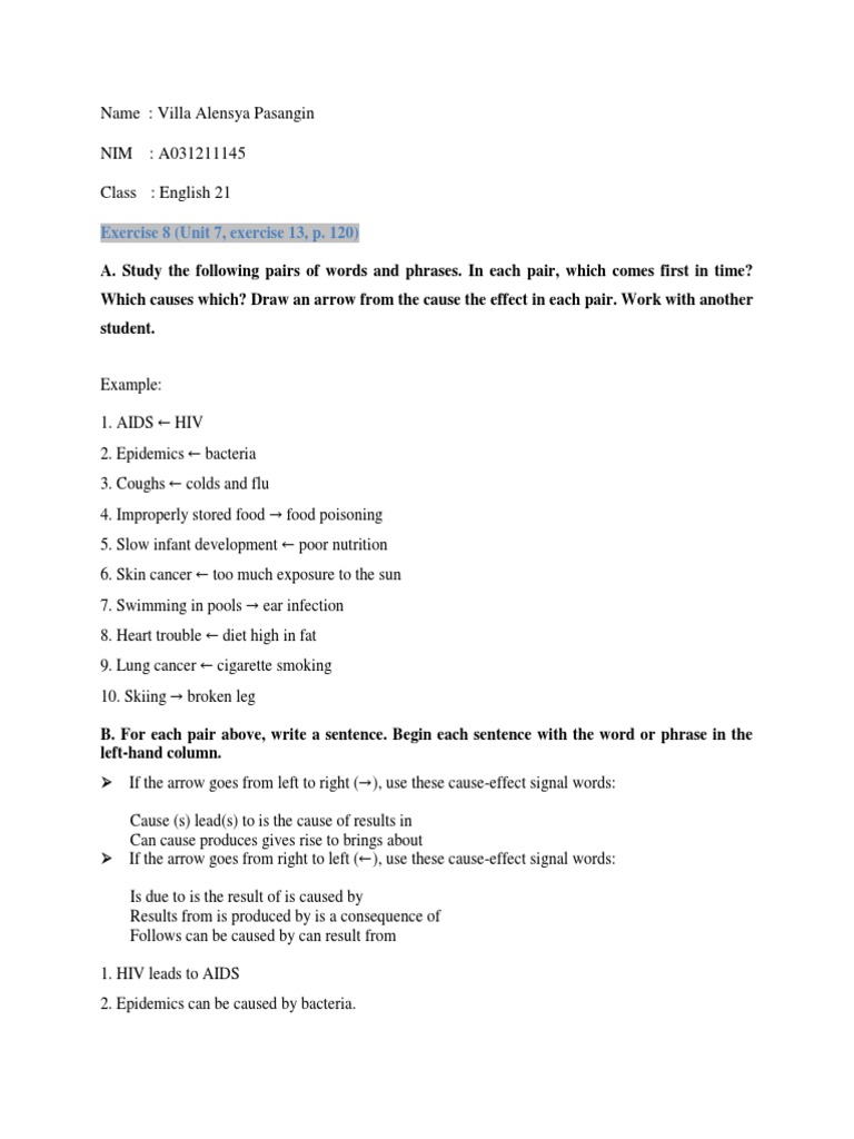 Week 12 - (Exercise 8 (Unit 7, Exercise 13, P. 120) - Villa Alensya ...