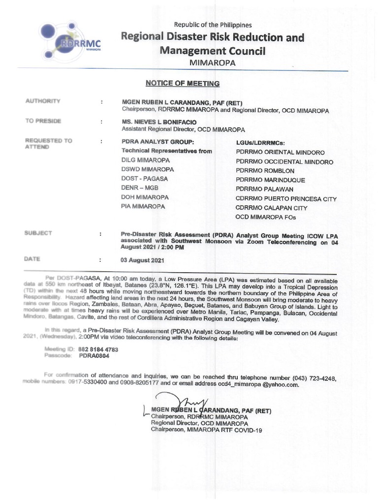 Notice of Meeting PDRA Analyst Group Re LPA Associated With SWM | PDF