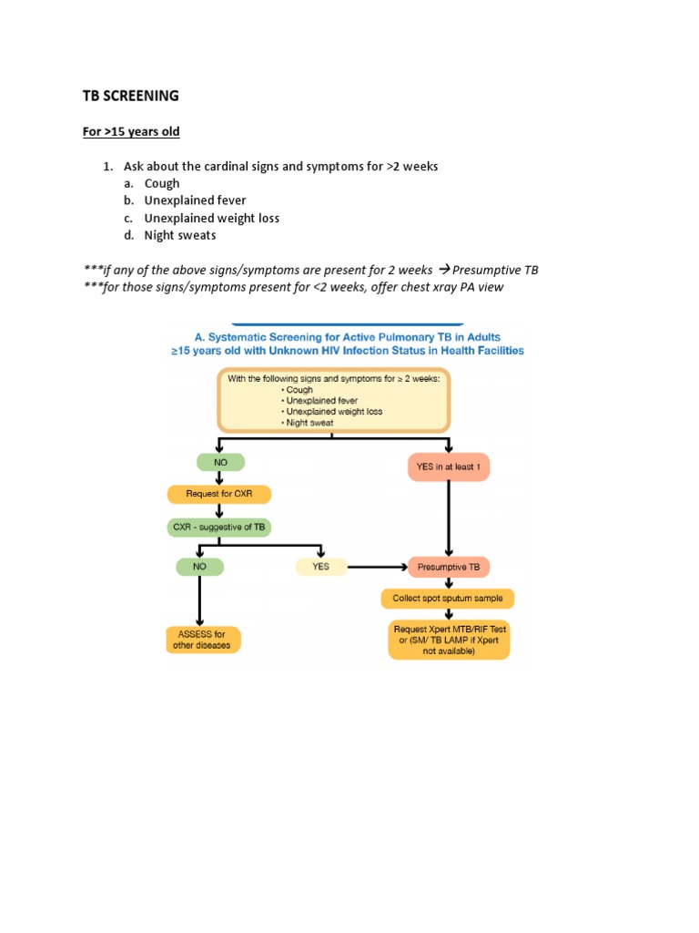 TB Screening and Diagnosis Guide | PDF | Tuberculosis | Medicine