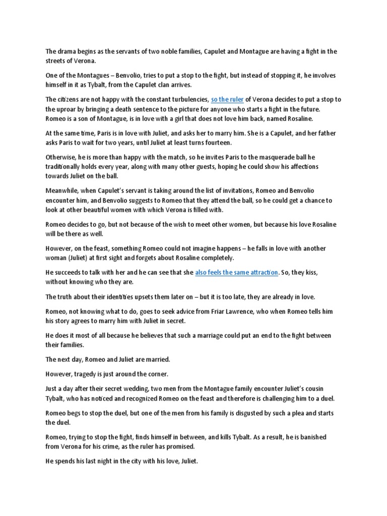 Romeo and Juliet Summary | PDF | Characters In Romeo And Juliet | Romeo And Juliet