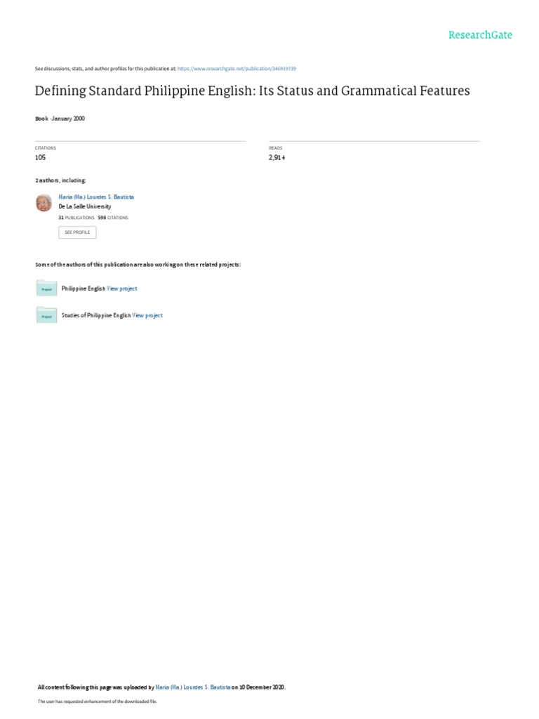 Defining Standard Philippine English | PDF | English Language | Dialect