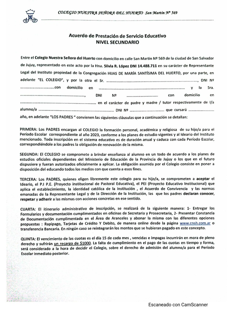 Acuerdo de Prestacion de Servicios | PDF